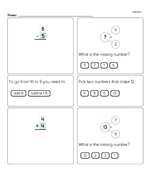 Addition and Subtraction Facts to 20 (Math Chapter Workbook)