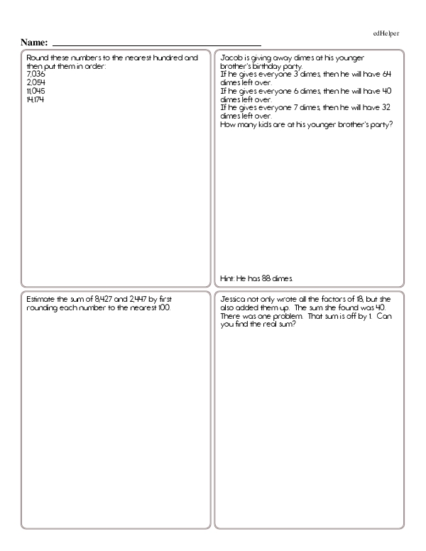 Estimation and Number Theory (Math Chapter Workbook)