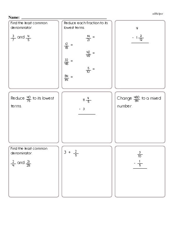 Fractions Practice: Mixed Numbers, Operations, Reciprocals, and More
