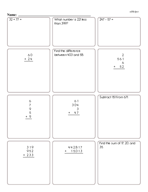 Math Review Worksheet With Decimals, Fractions, Lines and Angles, and More