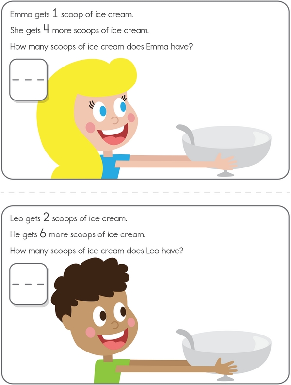 Addition Word Problems: Counting Scoops of Ice Cream Workbook