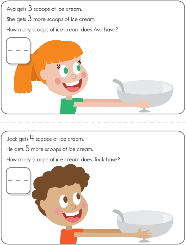 Addition Word Problems: Counting Scoops of Ice Cream Workbook