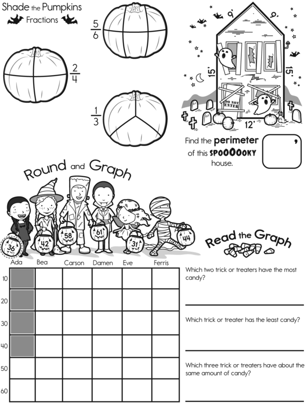 Wicked Numbers: Fractions, Perimeter, and Graph Fun Workbook
