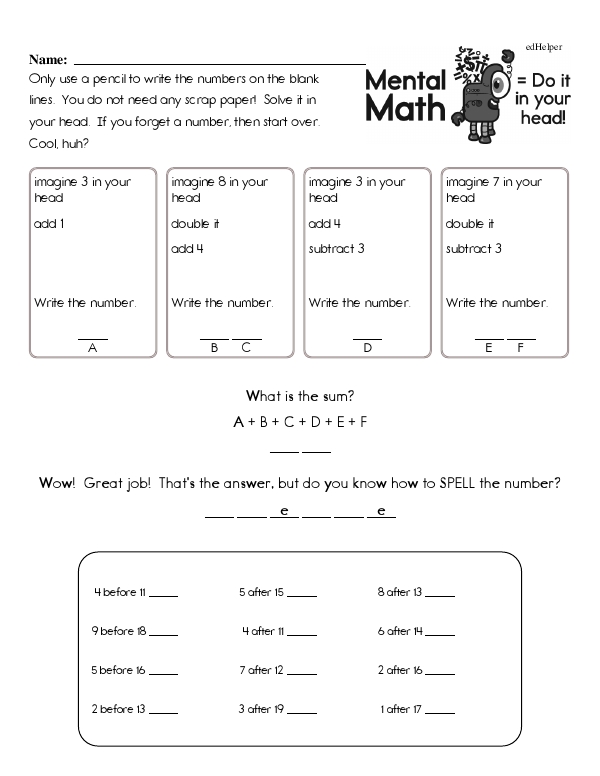 Mental Math Strategies (Math Chapter Workbook)
