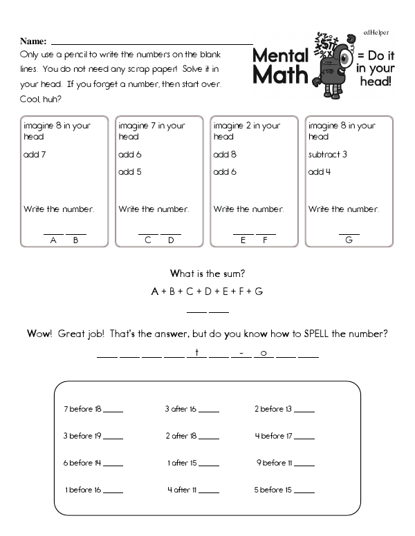 Mental Math Strategies (Math Chapter Workbook)