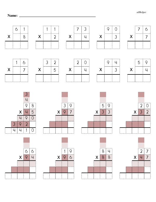 Mixed Multi-Digit Multiplication Practice up to Two Digits