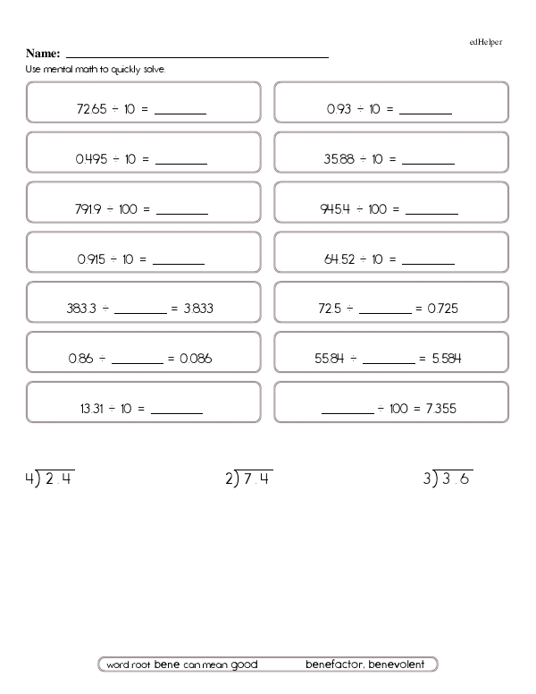 Multiplying and Dividing Decimals (Math Chapter Workbook)