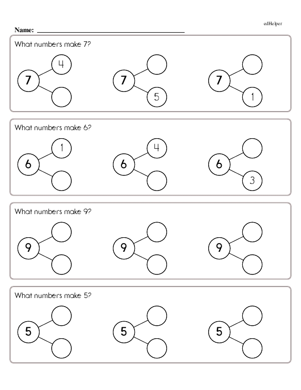 Number Bonds (Math Chapter Workbook)
