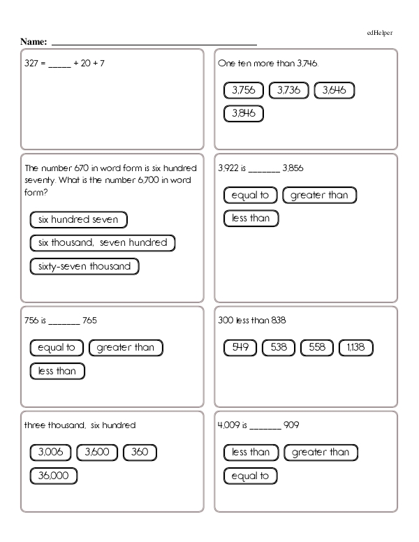 Numbers to 10,000 (Math Chapter Workbook)