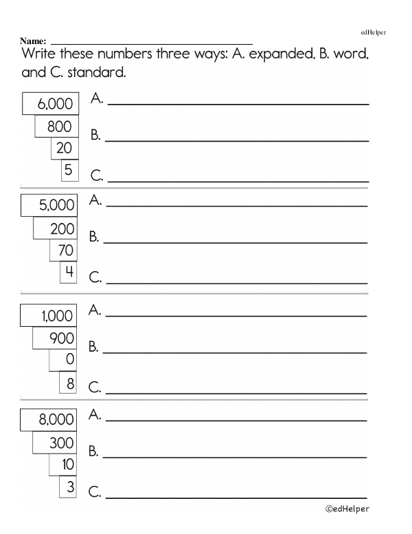 Numbers to 10,000 (Math Chapter Workbook)