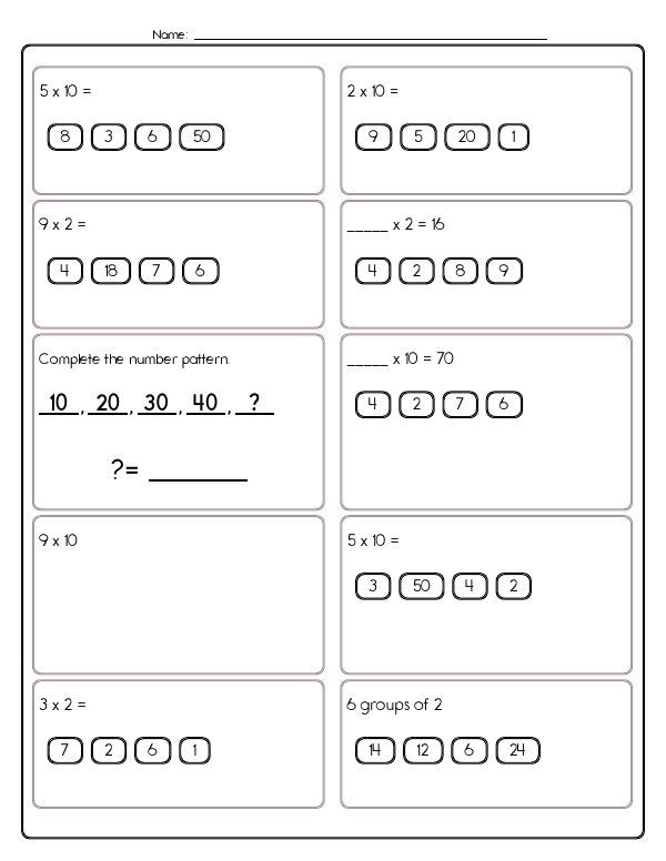Quick Assessment - Multiply 1, 2, or 10: Simple Steps to Multiplication ...