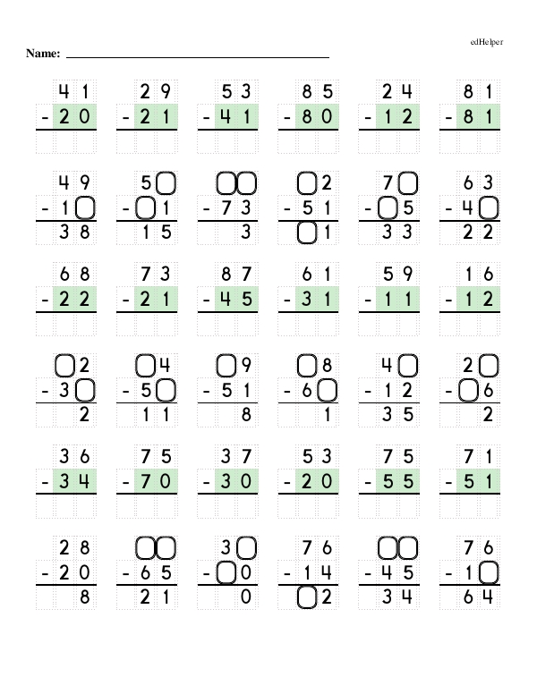 Subtraction up to 1,000 (Math Chapter Workbook)