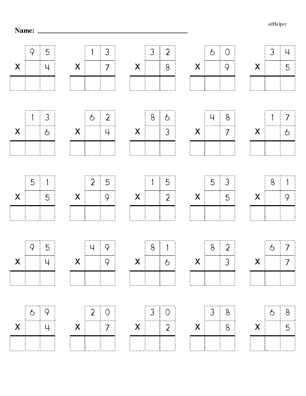 Two-Digit by One-Digit Multiplication Practice