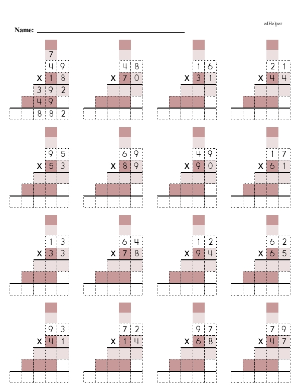 Two-Digit by Two-Digit Multiplication Practice