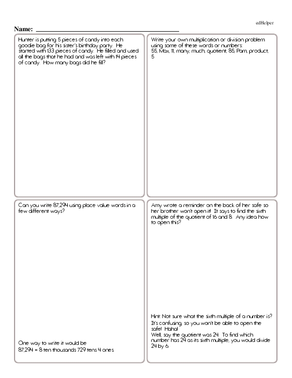 Whole Numbers - Multiplication and Division (Math Chapter Workbook)